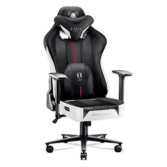 Diablo Fauteuil Gaming Tissu X-Player 2.0 - Chaise Gamer avec Accoudoirs 3D - Coussin Cervical/Lombaire Fonction Basculement - Chaise Bureau Gaming 160 kg - 