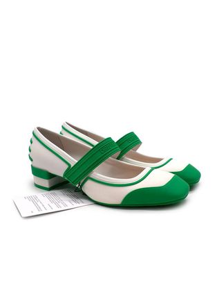 Dior White And Green Roller Mary Jane Pumps Size 39