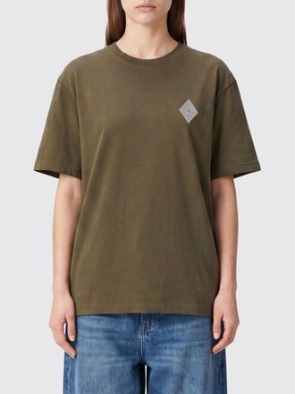 Amish Baumwoll-T-Shirt mit Kontrastlogo und &uuml;berschnittenen Schultern