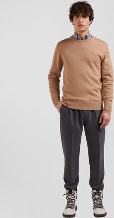 Eden Park Pull Col Rond En Laine Et Coton Camel Coupe Regular