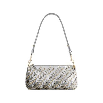 Paco Rabanne Small Bag In Silver Leather With Tone On Tone Eyelets