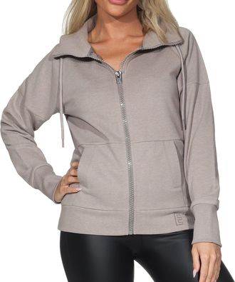 Elbsand Airin Damen Sweatjacke, Dickes Sweatshirt mit Kapuze und Zip Verschluss, locker geschnitten