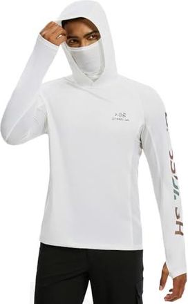 Bassdash Chemises &agrave; Capuche pour Hommes UPF 50+ avec Motif Graphique pour la P&ecirc;che, avec Masque UV, Manches Longues, &eacute;vacuation de lhumidit&eacute; FS47M