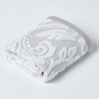 Homescapes Gästehandtuch 40x60 cm beige mit Damast-Muster, Handtuch 600 g/m², 100% türkische Baumwolle, Frottiertuch schnelltrocknend & flauschig weich