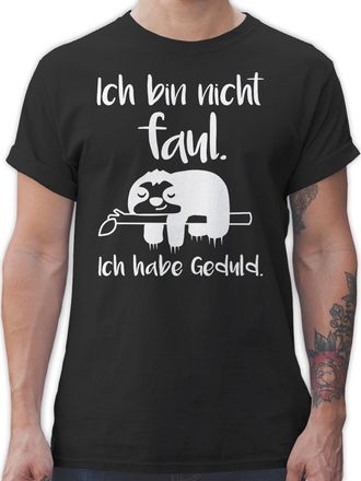 Shirtracer T-Shirt Herren - Spr&uuml;che Statement mit Spruch - Ich Bin Nicht faul wei&szlig; - L - Schwarz - mottoshirts spruchshirts sprueche Sloth Coole-Fun-t-Shirts Shi