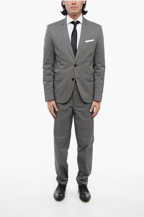 Neil Barrett Cotton Blend RUFFALO Slim Fit Suit with Notch Lapel Größe 54
