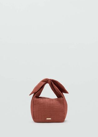 Mango Sac &agrave; main froiss&eacute; avec naud orange br&ucirc;l&eacute; - Femme - Taille unique - MANGO