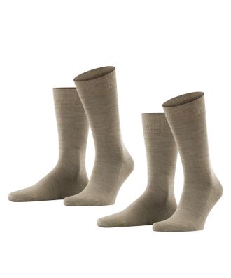 Esprit Herren Socken Basic Wool Multipack M So Wolle Baumwolle einfarbig 2 Paar, Braun Nutmeg Melange 5410, 39-42