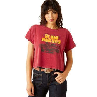 Ariat Womens Sendero Slow Horses T-Shirt in Biking Red Mineral Wash, Size 2X-Large, by Ariat