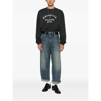 Willy Chavarria Long-Sleeve Cotton T-Shirt - Black