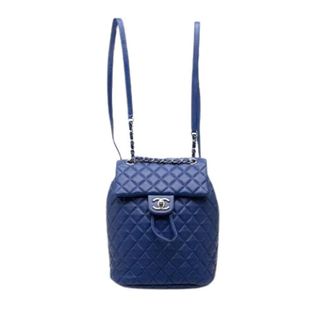Chanel Pre-owned Matelass&eacute; Sac &agrave; dos en cuir dagneau - Femme - Pre-owned - Bleu - Taille: ONE Size