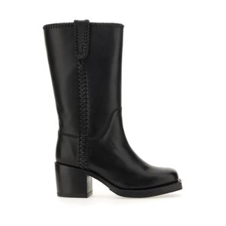 Hereu Elegante Lederstiefeletten mit Absatz - - Shoes - Damen - Schwarzk - 37 EU