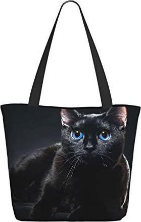 AOOEDM Chat aux yeux bleus Sac &agrave; provisions pour femme 33 x 28 x 17 cm. Le cadeau parfait pour la Saint-Valentin. Cest de la Saint-Valentin pour maman, fille