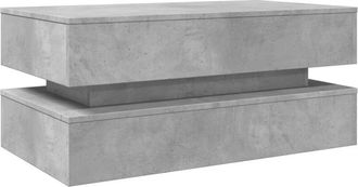 vidaXL Table basse avec lumi&egrave;res led gris b&eacute;ton 90x50x40 cm Vidaxl