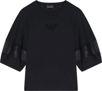 Emporio Armani Femme, Tops, Noir, Taille: 42 FR T-Shirt Col Rond