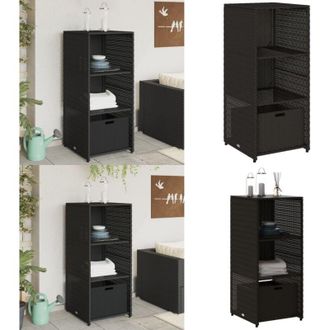 vidaXL Gartenschrank Schwarz 50x55x115 cm Poly Rattan - Outdoor-Schrank - Gartenschrank - Stauraum - Gartenorganisation - Rattan Gartenm&ouml;bel - Home & Living