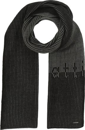 Bugatti Herren Schal mit Schriftzug - 30 x 180 cm - Winterschal mit Rippenmuster