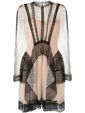 Alberta Ferretti Minikleid mit Spitzeneins&auml;tzen - Nude