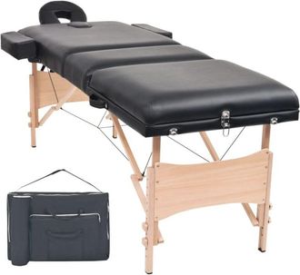 vidaXL vidaXL Massageliege 3 Zonen Tragbar 10 cm Polsterung Schwarz