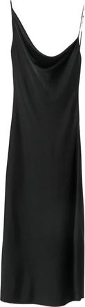 Stella McCartney Femme, Robes, Noir, Taille: 34 FR Robe Midi Asym&eacute;trique &agrave; Col B&eacute;nitier