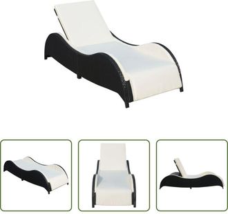 vidaXL Rattan - Sonnenliege mit Polsterauflage Poly Rattan Schwarz