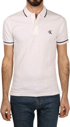 Calvin Klein Jeans Herren Tipping Slim J30j315603 Kurzarm Poloshirts, Weiß (Bright White), M EU