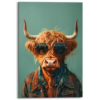 Reinders Wandbild, Gekleidete Kuh, Wohnzimmer, MDF, 90 x 60