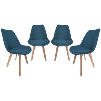 Sweeek 4er-Set skandinavische St&uuml;hle aus Buchenholz und Stoff