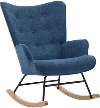 Vente-Unique Vente-unique - Fauteuil &agrave; bascule en tissu chin&eacute; bleu elmina ii