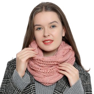 DonDon Loop Schal Damen Winter Schlauchschal Winterschal Wollschal warm und weich rosa