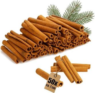 Com-Four 50x b&acirc;tons de cannelle d&eacute;coratifs - &Eacute;corce d&eacute;pices Cassia - Cannelle d&eacute;corative et artisanale pour couronnes, arrangements et projets de bricolage (50