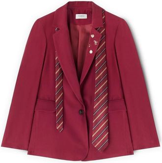 Motivi Femme, Vestes, Rouge, Taille: 40 FR Veste avec appliqu&eacute;s et ceinture &agrave; nouer