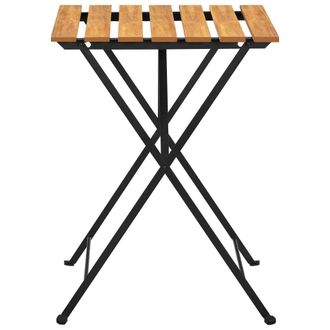 Generic Stilvolles, Faltbares Holz-Bistro-Set, Wetterfester Tisch und Stühle, für den Garten, mit Stahlkonstruktion, Ideal für Mahlzeiten Im Freien (Schwarz)