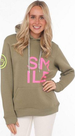 Zwillingsherz Hoodie Alissa Langarm, Kapuze, Neon-Details, Kordelzug, Frontprint, Kängurutasche