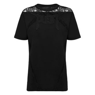 Philipp Plein Femme, Tops, Noir, Taille: 36 FR T-Shirt Col Rond