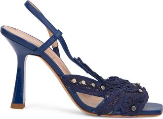 Alberta Ferretti Femme, Chaussures, Bleu, Taille: 36 EU Sandales en satin avec broderies