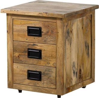 Massivmoebel24 Rollcontainer Mango 50x50x60 natur lackiert railway 1003
