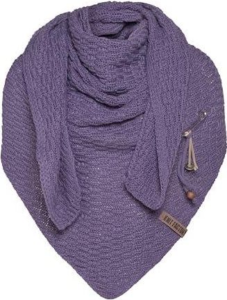 Knit Factory Jaida Ch&acirc;le Tricot&eacute; - Foulard Triangle - Foulard femme pour lautomne et lhiver - &Eacute;charpe Femme - Ch&acirc;le Femme - 100% Fabriqu&eacute; en Europe - Violet - 190x