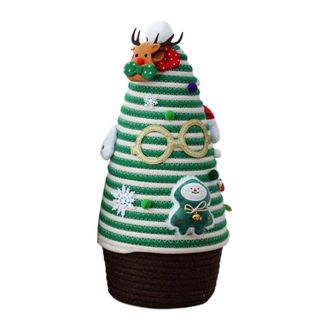 Generico Aufbewahrungsbeh&auml;lter - Korb aus gewebtem Seil, 42 cm, Bauernhaus mit gro&szlig;em Deckel, Mehrzweck-Organizer mit Griffen, ger&auml;umiger Versteck f&uuml;r Kissen