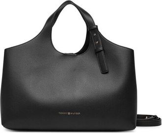 Tommy Hilfiger Handtasche Th Logo Satchel AW0AW18282 Schwarz