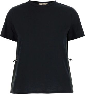 Herno Femme, Tops, Noir, Taille: 34 FR T-shirt en jersey de coton chic et taffetas techno nouveau