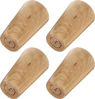 SOLUSTRE 4 St&uuml;ck Massivholz M&ouml;belf&uuml;&szlig;e Rund Naturbelassen mit Bodenschoner Stabile Ersatzbeine f&uuml;r Sofa Kommode und Tisch Handpoliert Beschichtet H&ouml;henvergr&ouml;&szlig;er