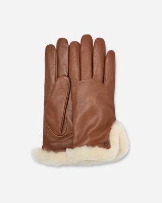UGG Handschuhe aus Leder und Lammfell mit Schlitz f&uuml;r Damen | UGG EU in Brown, Gr&ouml;&szlig;e
