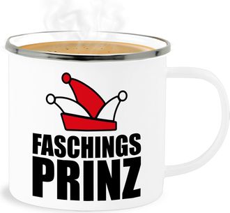 Shirtracer Emaille Becher Blechbecher - Karneval & Fasching - Tassen - Faschingsprinz - 300 ml - Weiß Silber - fasching- köln carnevale karnevals faschings verkl