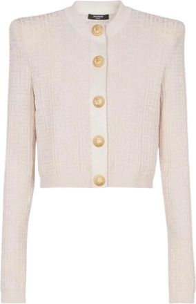 Balmain Femme, Pulls, Beige, Taille: 40 FR PB Labyrinth Knit Cardigan