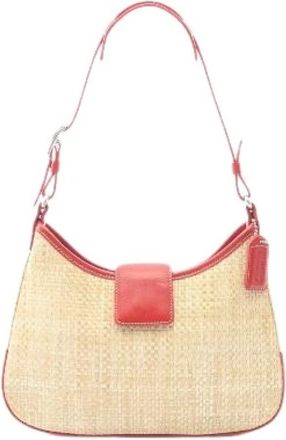 Coach Sac bandouli&egrave;re en cuir et raphia Pre-owned - Femme - Pre-owned - Beige - Taille: ONE Size