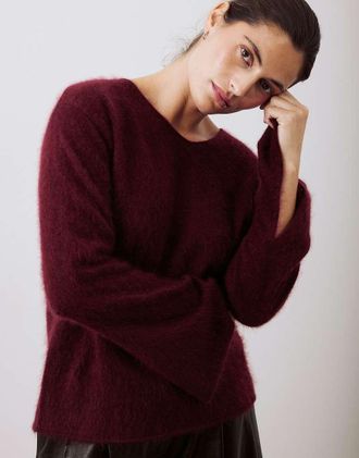 NA-KD pull en maille en laine bross&eacute;e bordeaux-Rouge