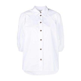 Ganni Femme, Blouses et Chemises, Blanc, Taille: 38/40 FR Chemise D&eacute;contract&eacute;e en Coton