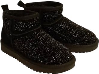 Massimo Santini 25W4123, Chaussures Bottes Basse Mode Mode Strass (Pelo Int&eacute;rieur), Noir, 41 EU