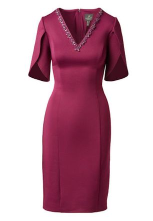 Adrianna Papell Abendkleid Beaded Scuba Short Dress Refined, and stretchy knee length sheath dress